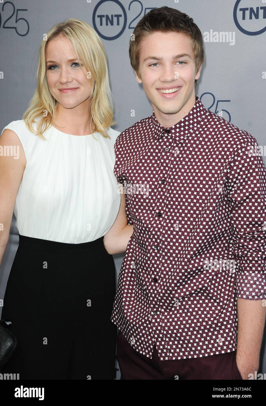 Jessy Schram, left, and Connor Jessup arrive at the TNT 25th ...