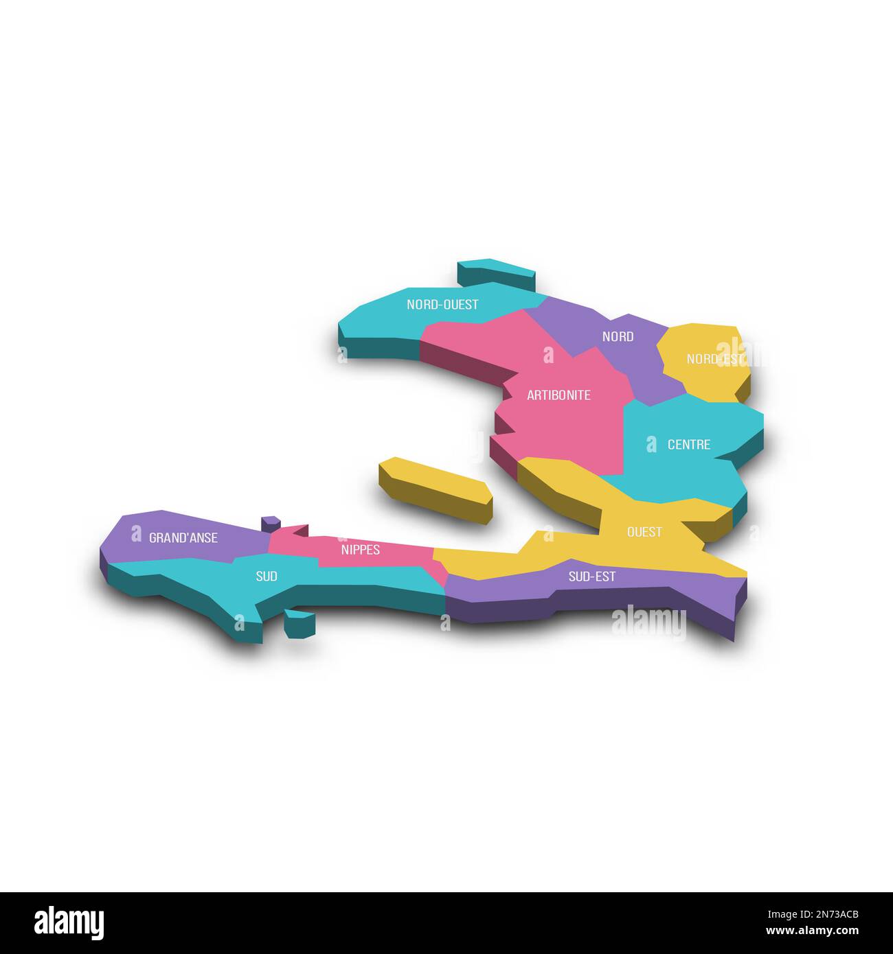 Haiti political map of administrative divisions - departments. Colorful ...