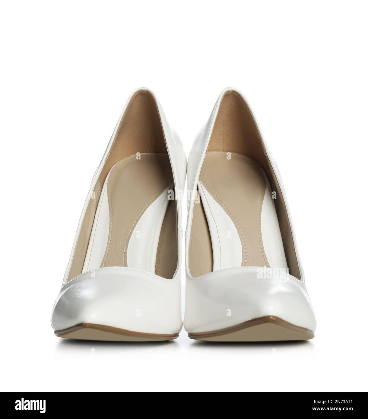 Beautiful classic wedding shoes on white background Stock Photo - Alamy