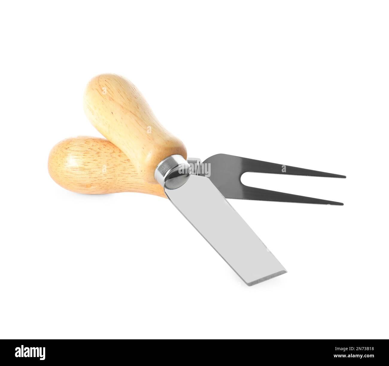 Plane knife and cheese fork on white background Stock Photo - Alamy