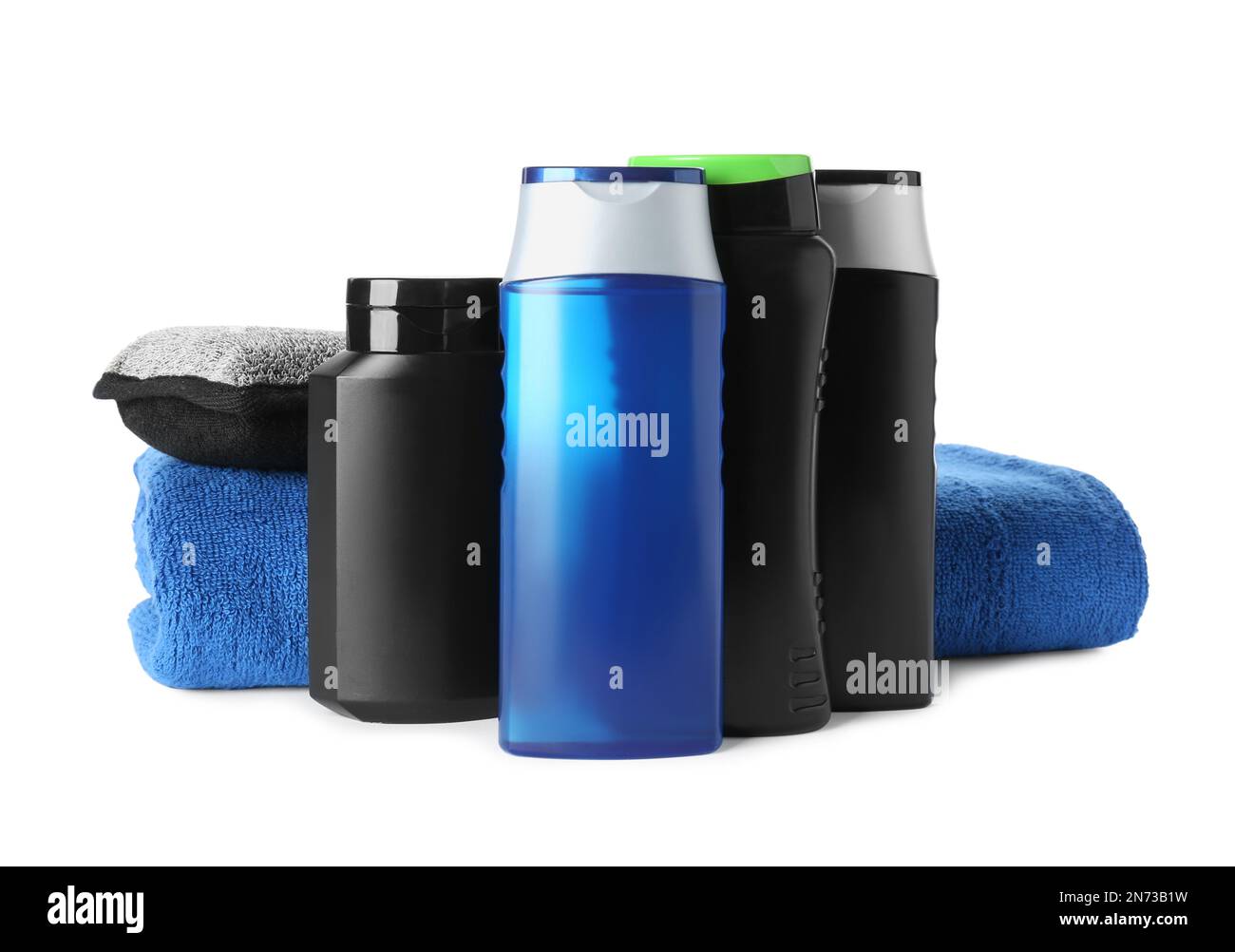 Set with men's personal hygiene products on white background Stock ...