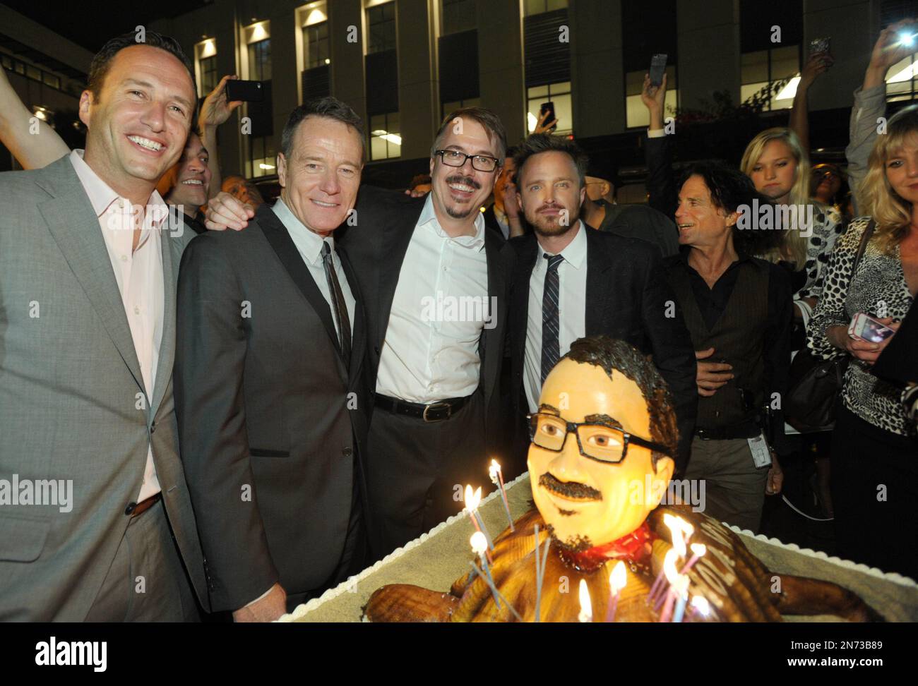 EXCLUSIVE - From left, President of AMC Charlie Collier, actor Bryan ...