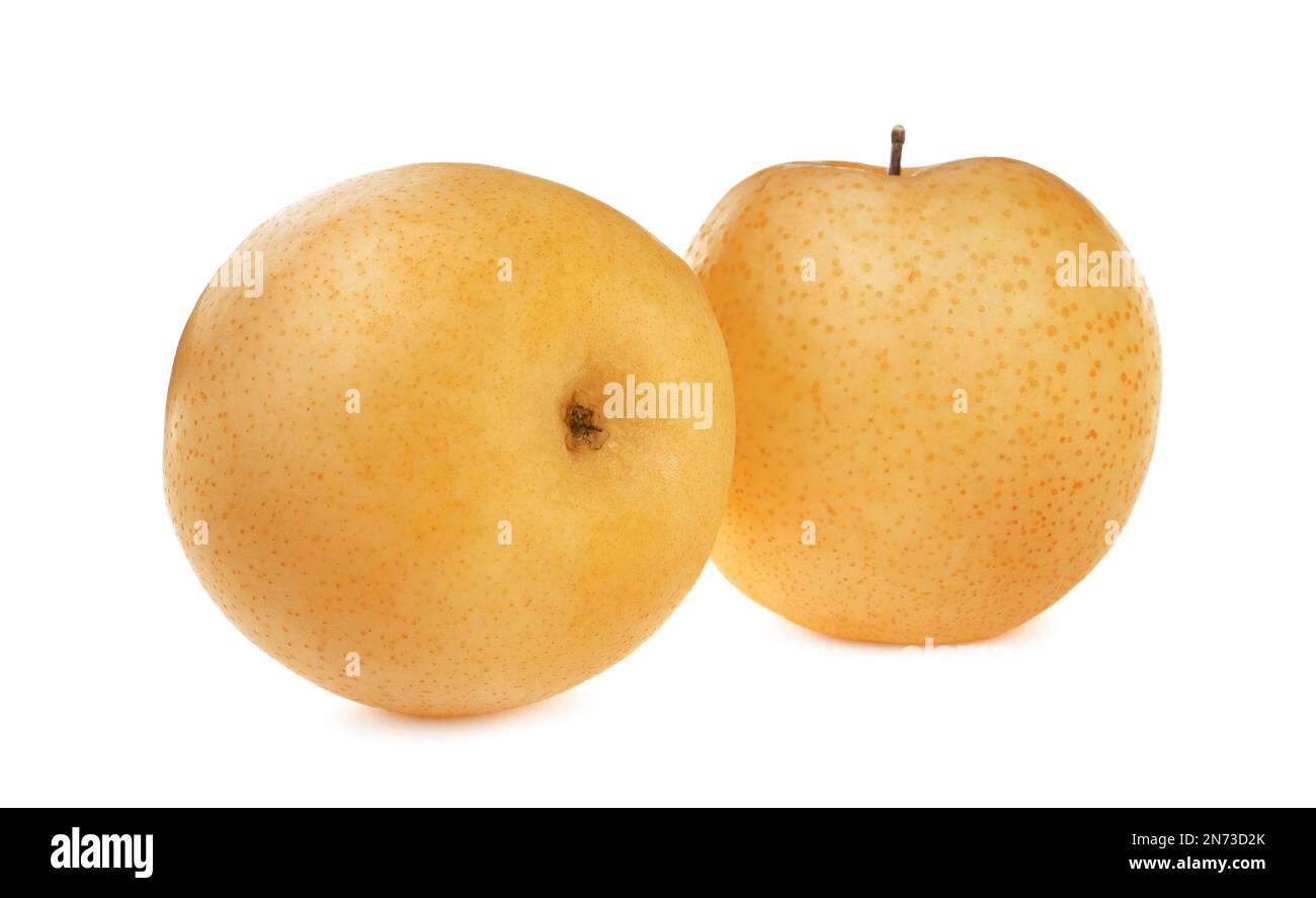 Fresh ripe apple pears on white background Stock Photo - Alamy