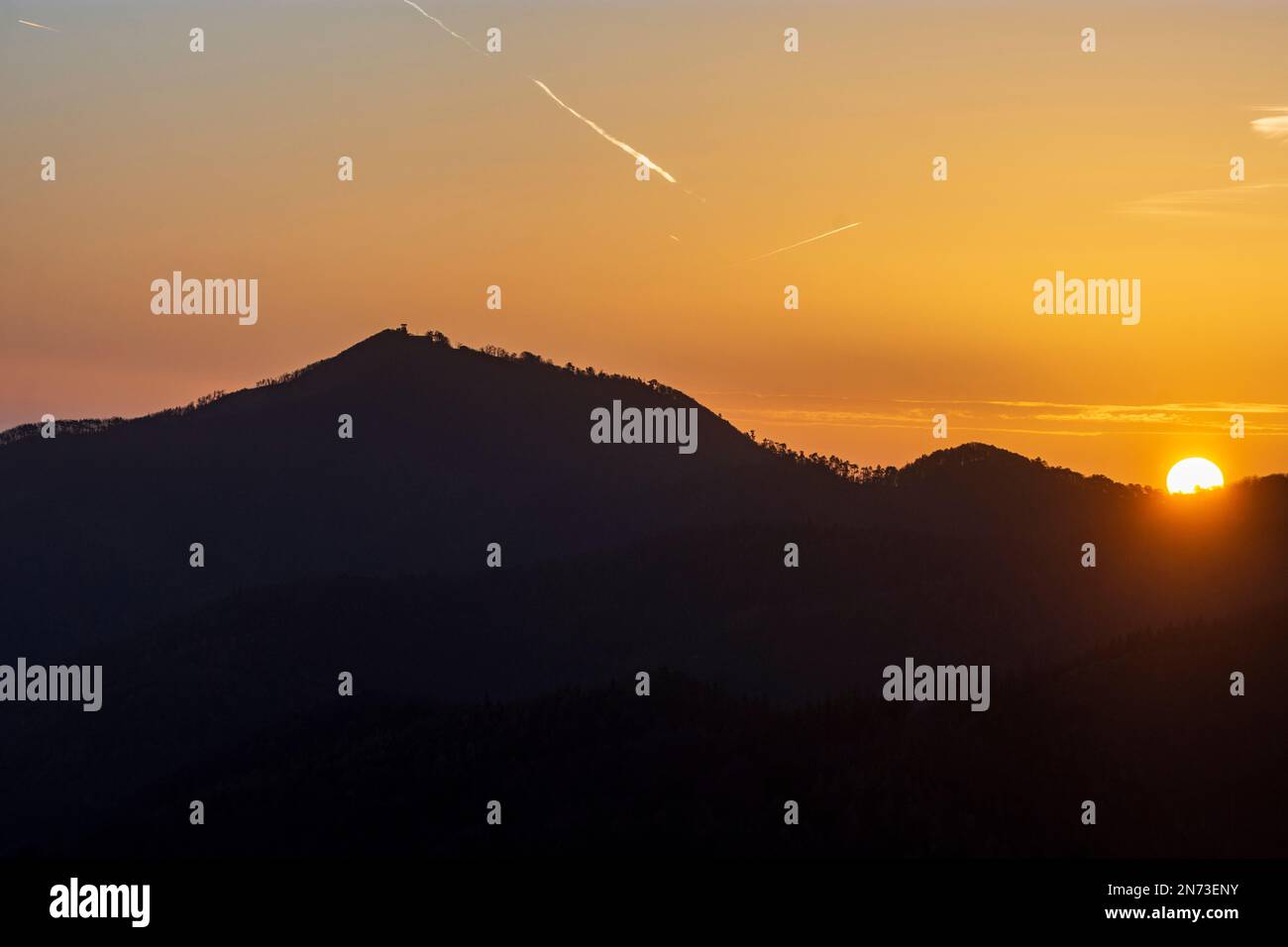 Sunrise at mountain hocheck in wienerwald hi-res stock photography and ...