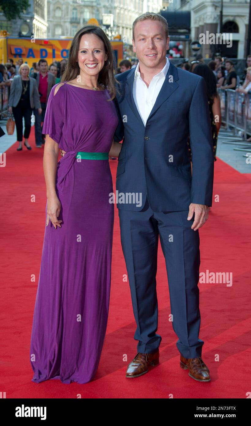 Retired track cyclist Chris Hoy and his wife Sarra Kemp arrive at the ...