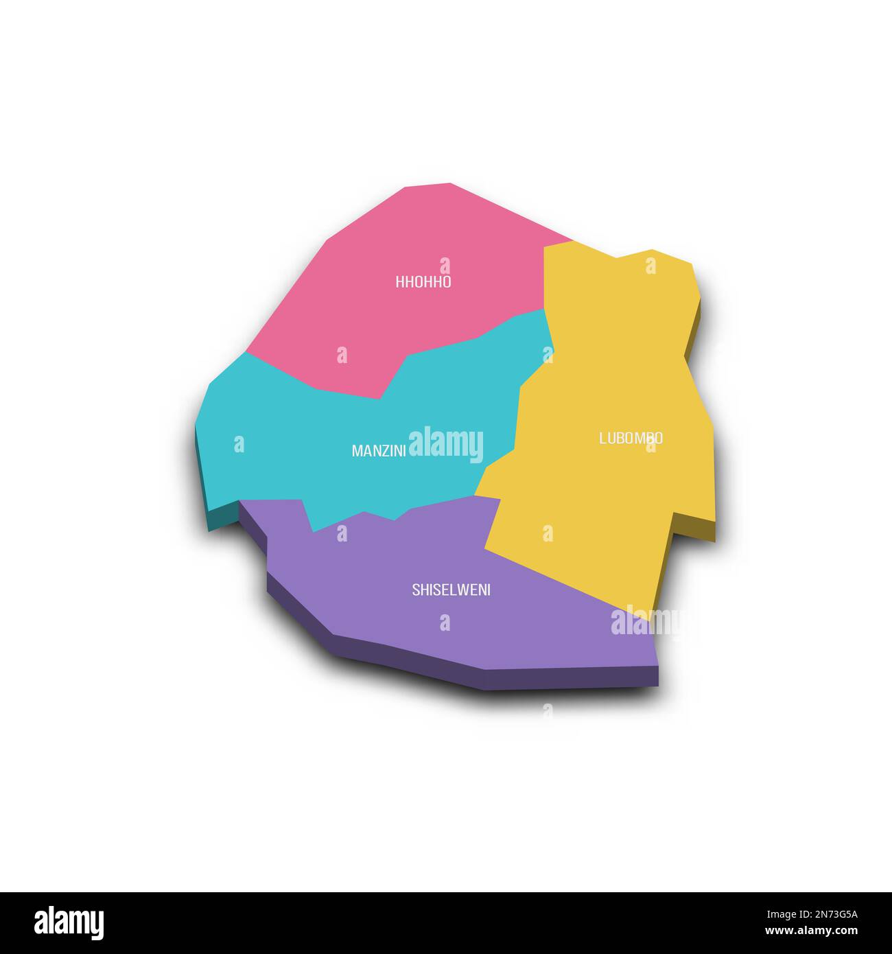 Eswatini political map of administrative divisions - regions. Colorful ...