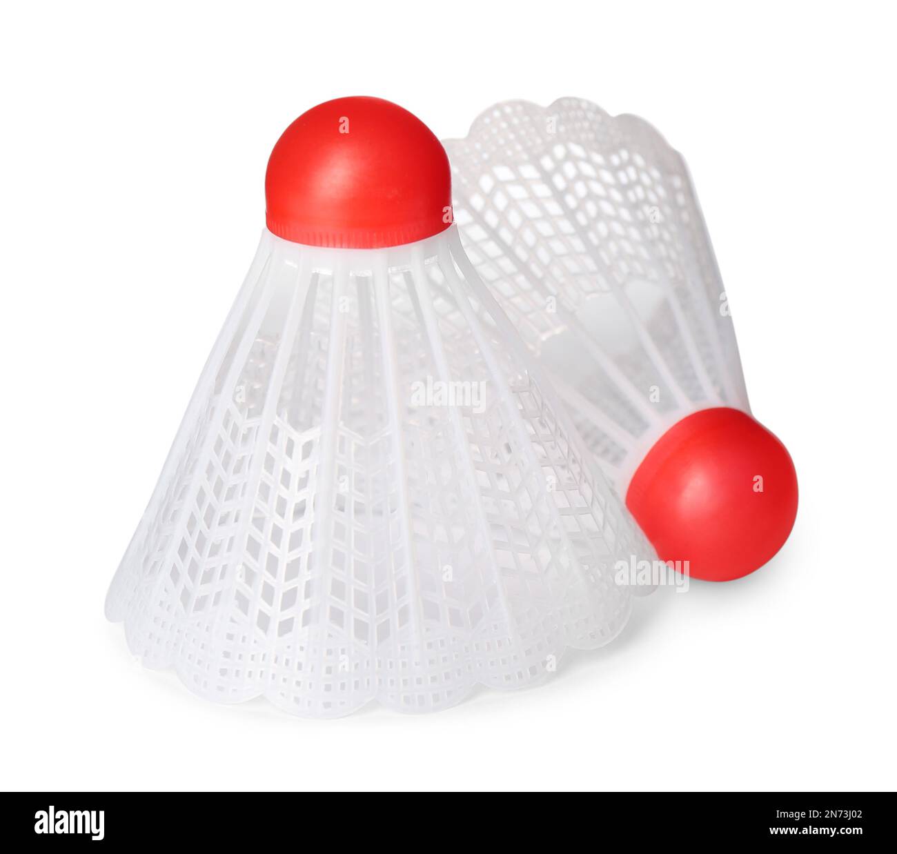 Badminton shuttlecocks on white background. Sport equipment Stock Photo ...
