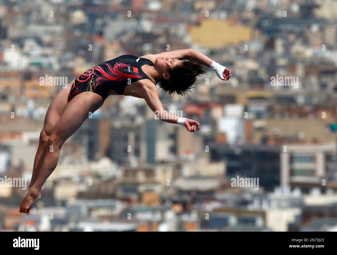 China's Chen Roulin performs during the women's 10-meter platform ...