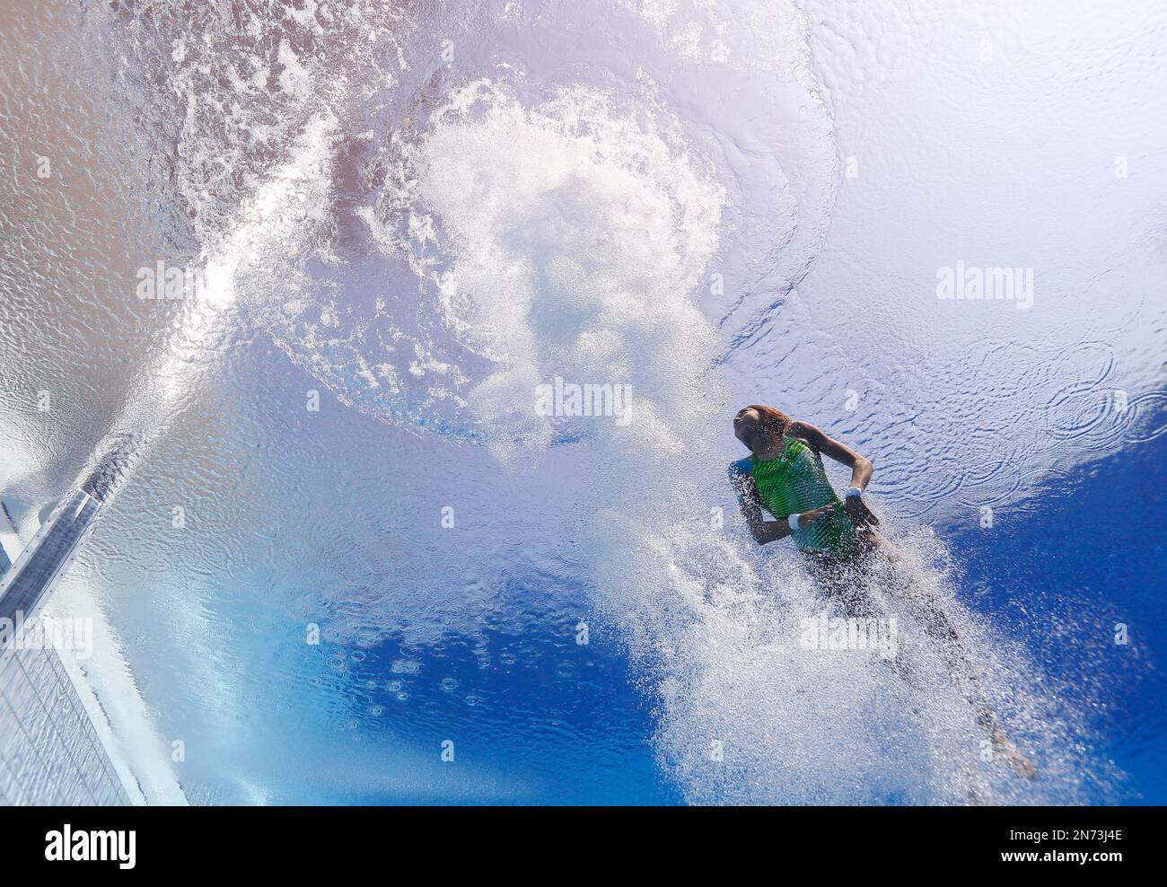 Mexico's Alejandra Estrella competes in the women's 10-meter platform ...