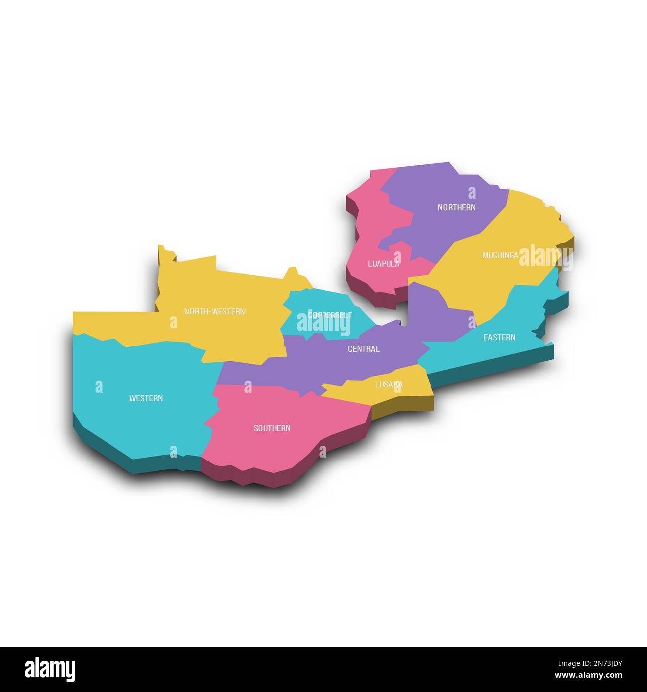 Zambia political map of administrative divisions - provinces. Colorful ...