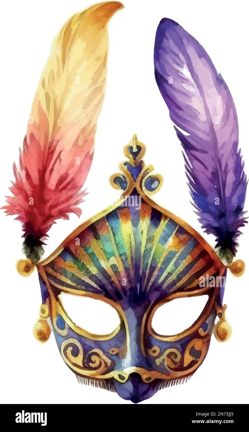 Carnival venetian mask from a splash of watercolor, colored drawing ...