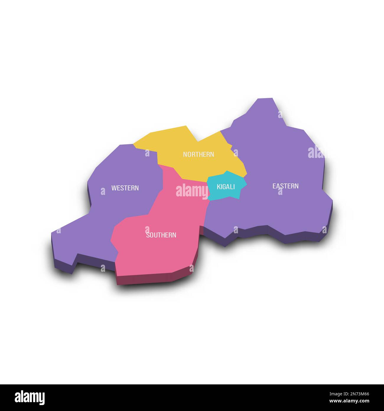 Rwanda political map of administrative divisions - provinces. Colorful ...