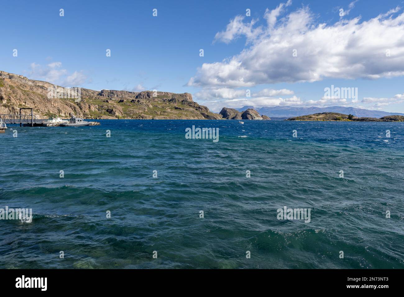At the port of Chile Chico - Traveling Chile Stock Photo - Alamy
