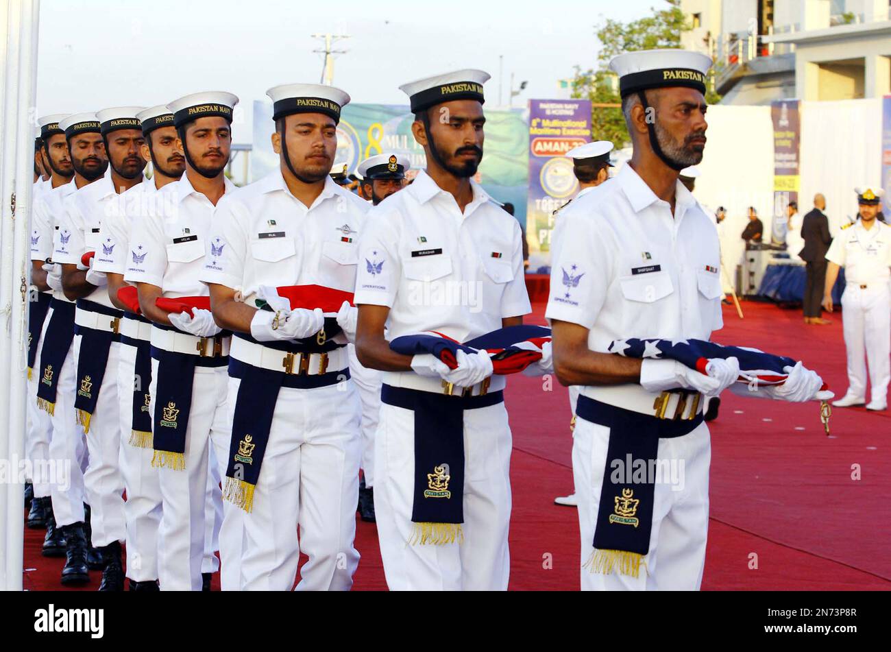 Naval Cadets are presenting guard of honor during the Flag Hoisting ...