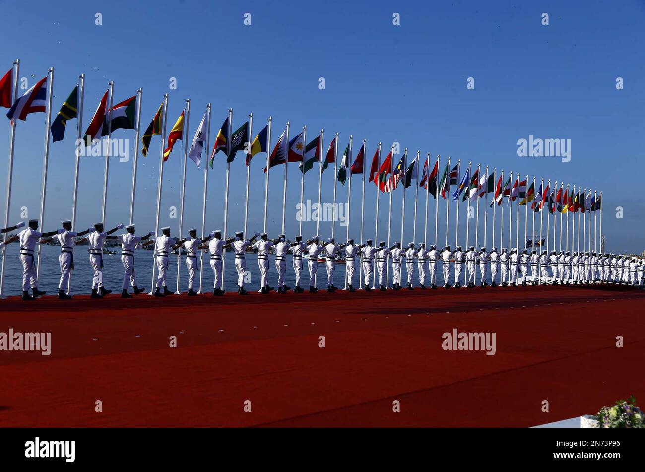 Naval Cadets are presenting guard of honor during the Flag Hoisting ...
