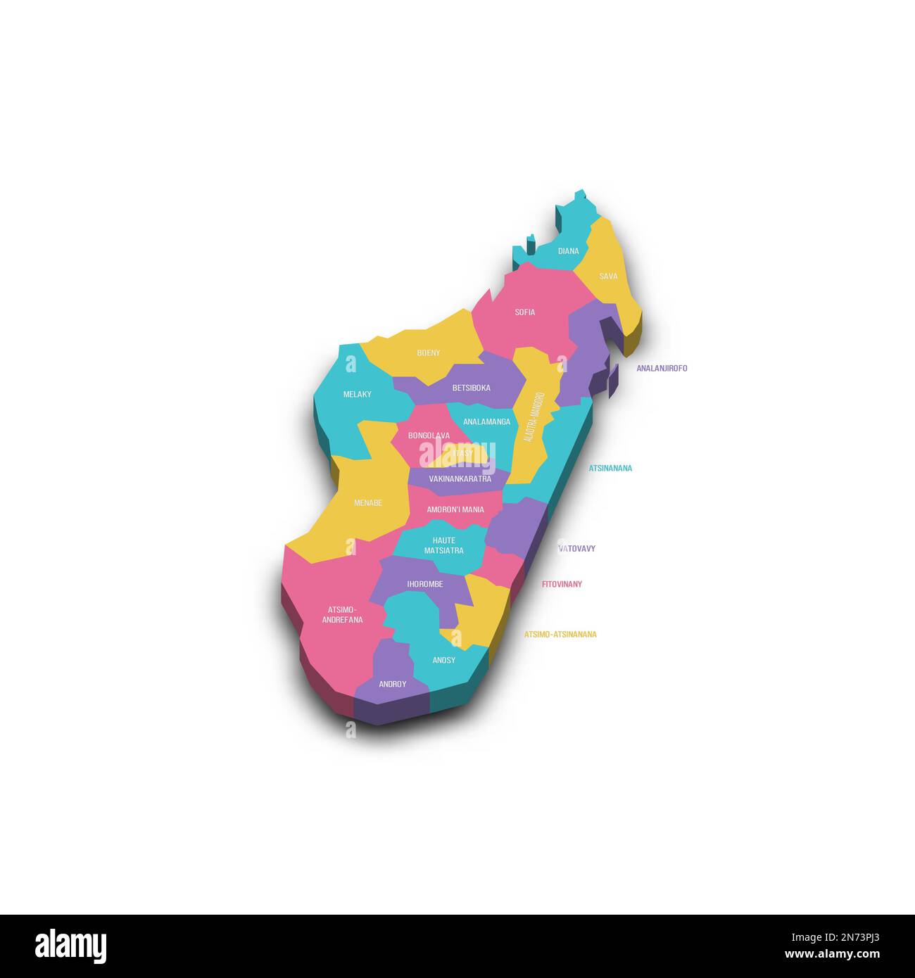Madagascar political map of administrative divisions - regions ...