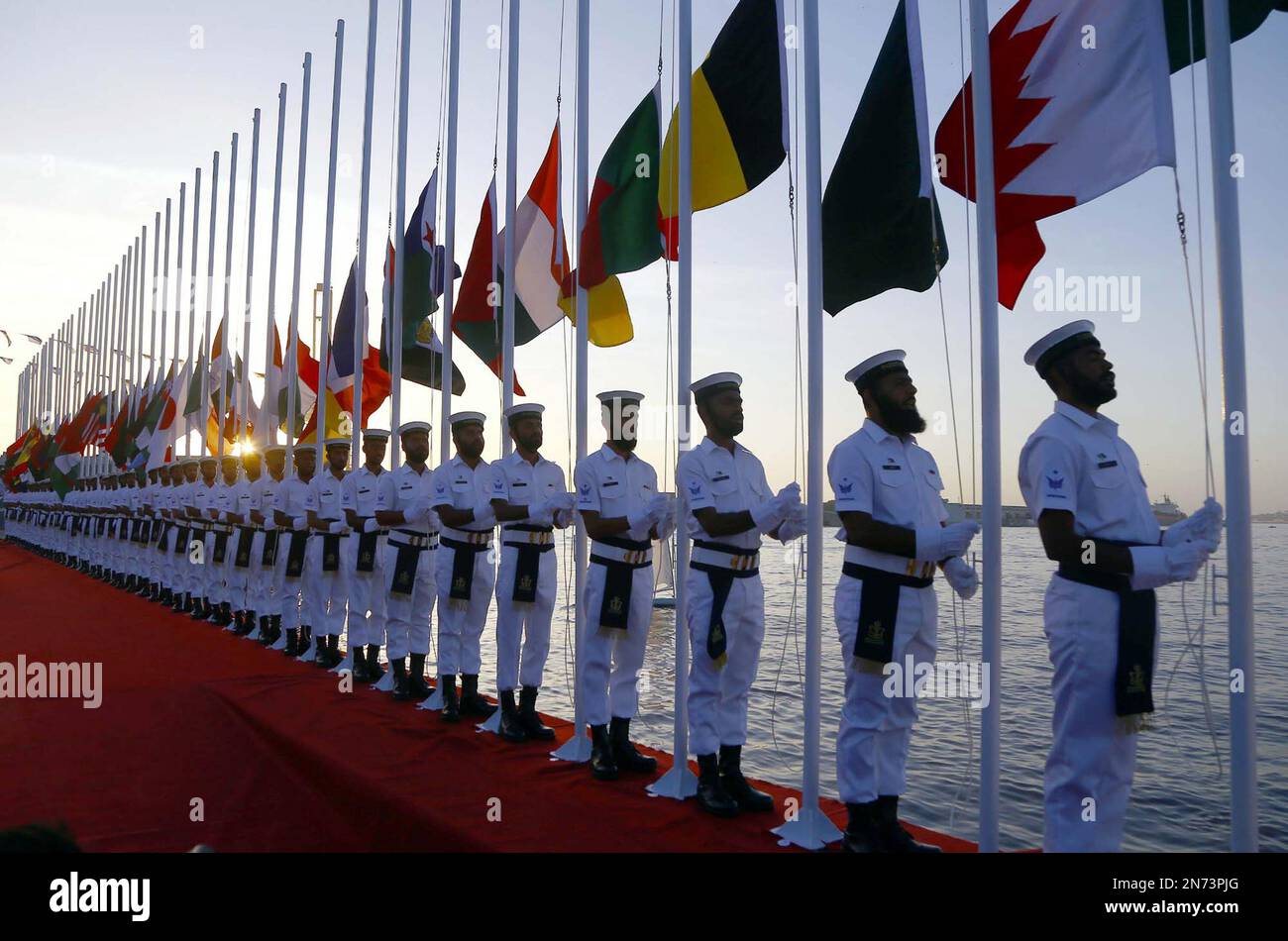 Naval Cadets are presenting guard of honor during the Flag Hoisting ...