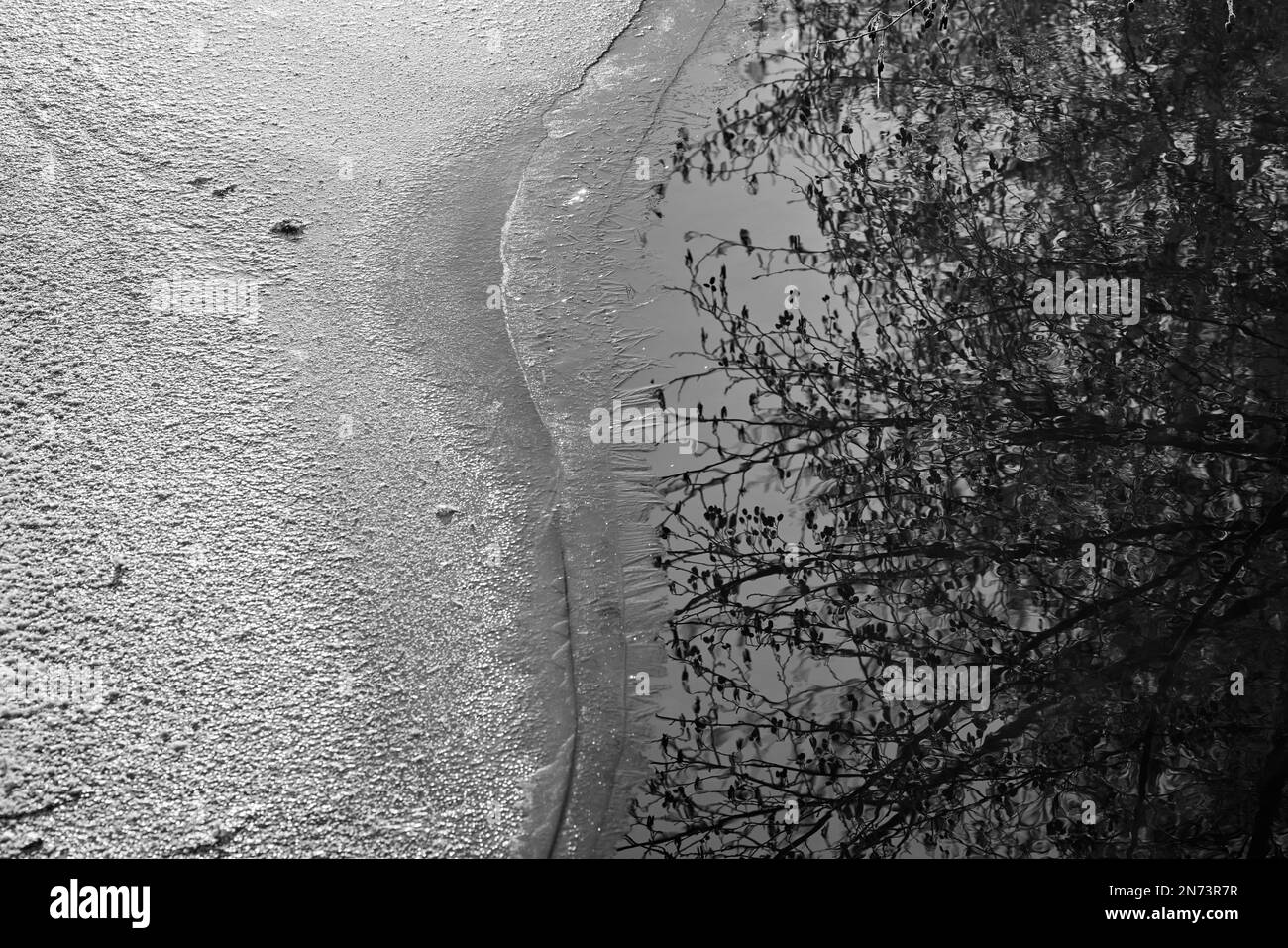 Winter, shore, ice, reflection Stock Photo - Alamy