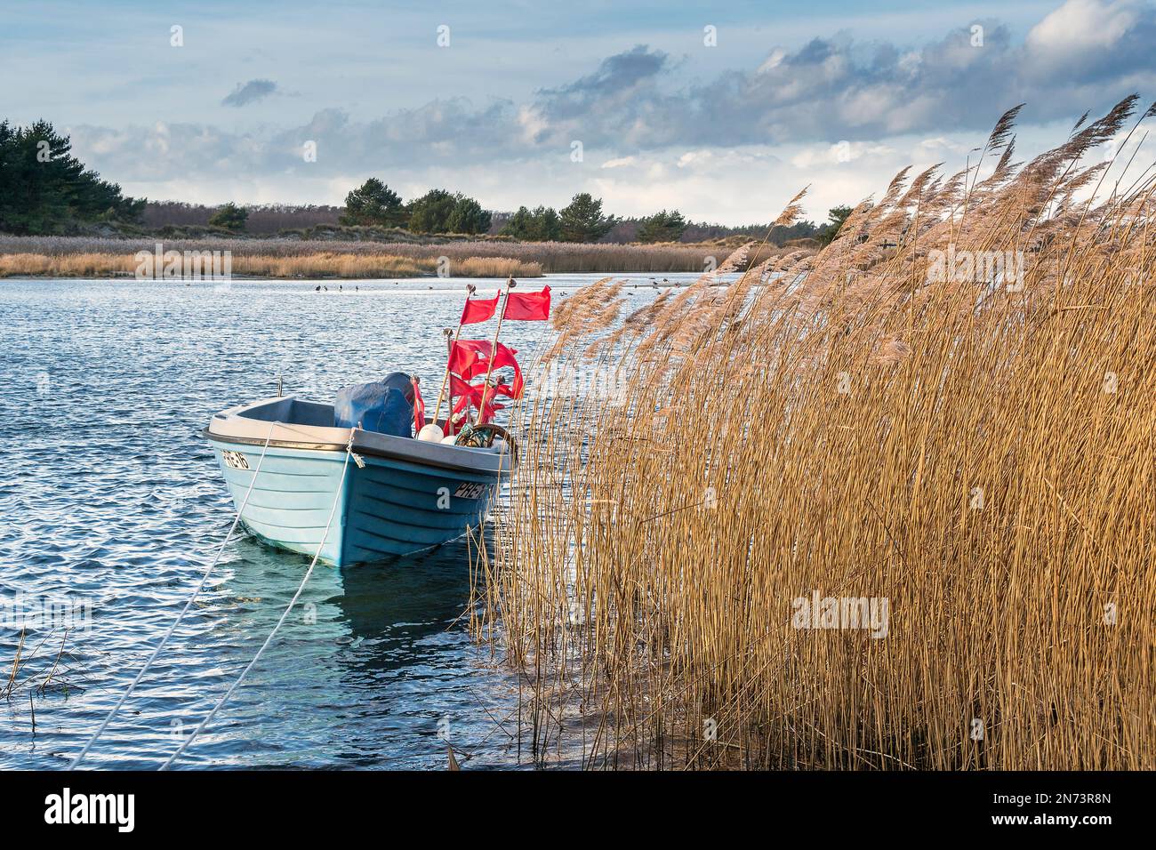 Waving red buoy flags hi-res stock photography and images - Alamy