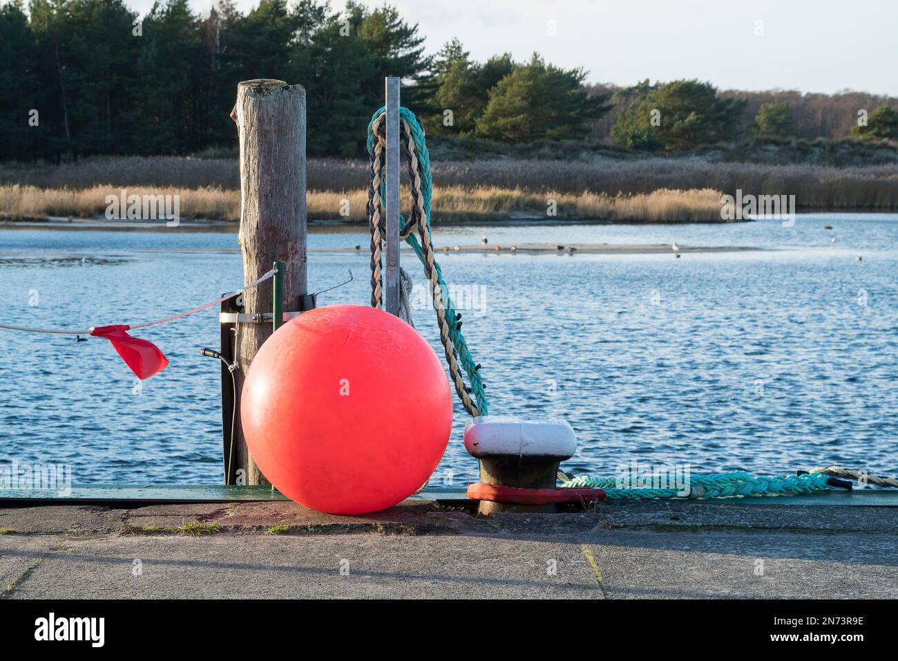 Baltic Sea, Darßer Ort harbor, DGzRS rescue station, red buoy Stock ...