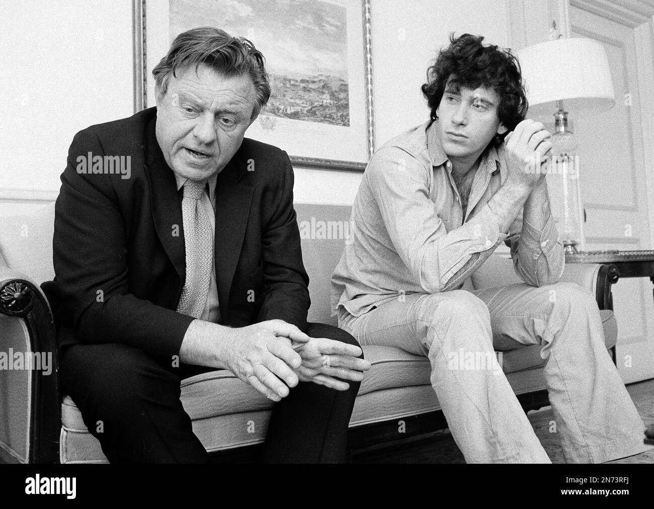 Jerusalem Mayor Teddy Kollek, left, and his son Amos, are pictured in ...
