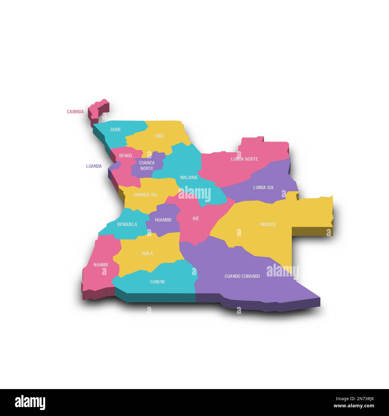 Angola political map of administrative divisions - provinces. Colorful ...