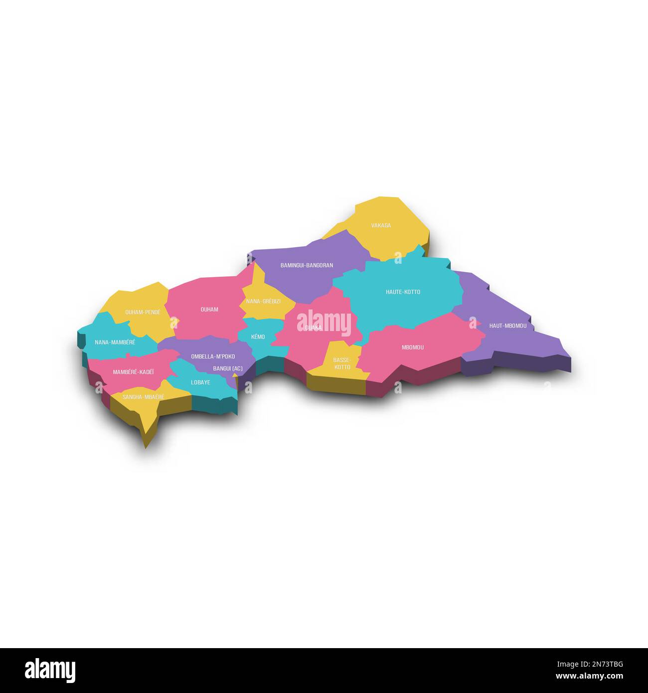 Central African Republic political map of administrative divisions ...