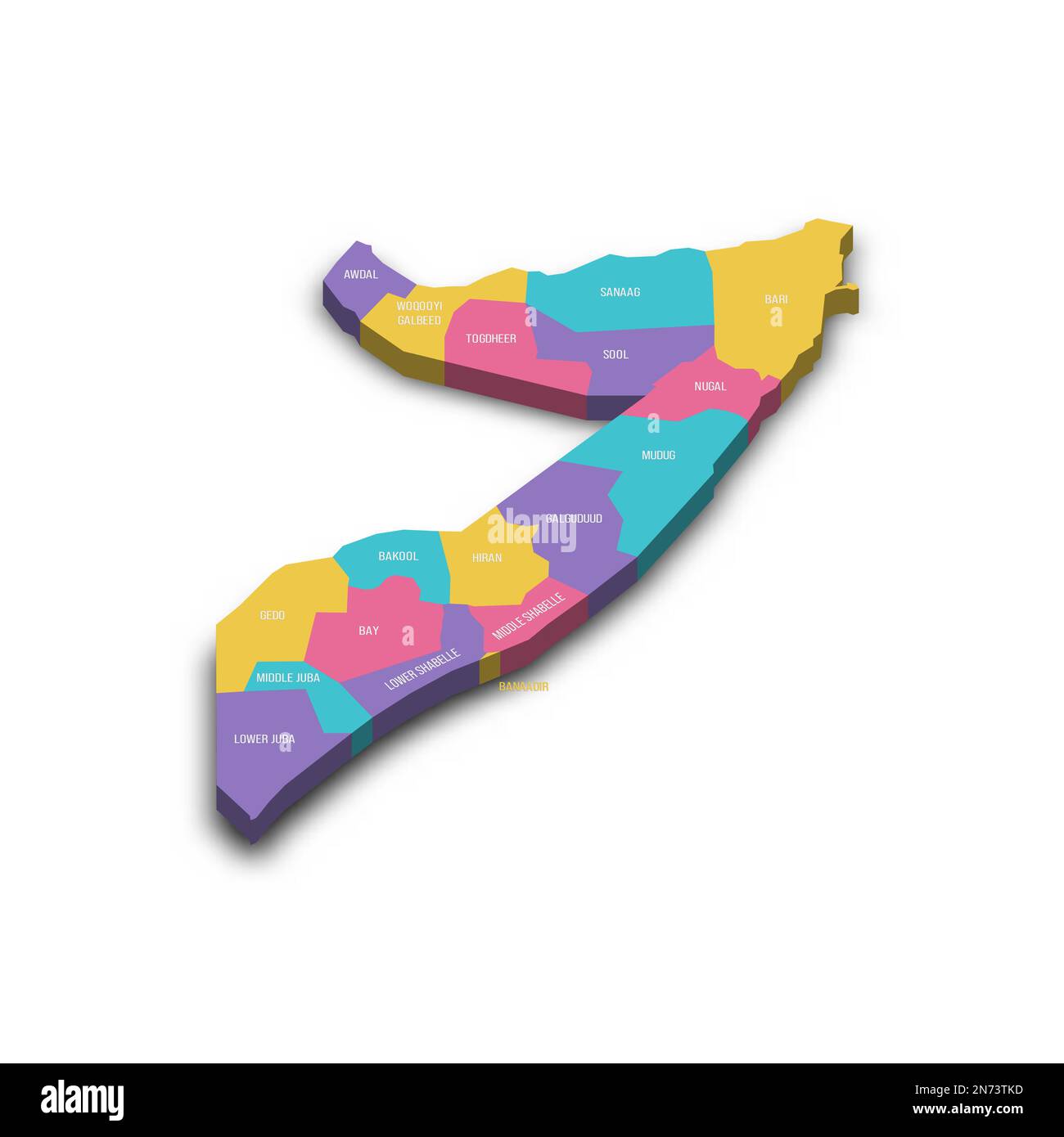 Somalia political map of administrative divisions - federal states ...