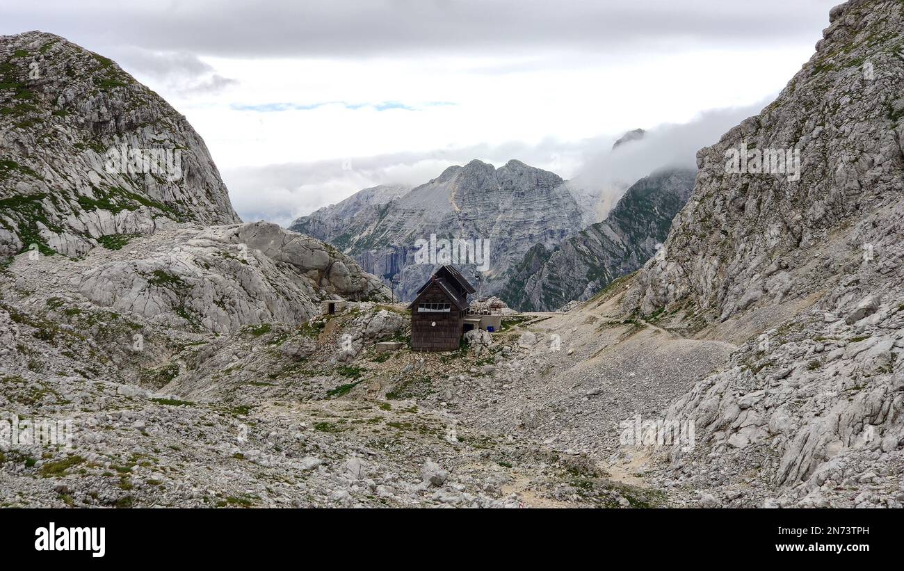 The Koca na Dolicu shelter in Triglav National Park Slovenia Stock ...