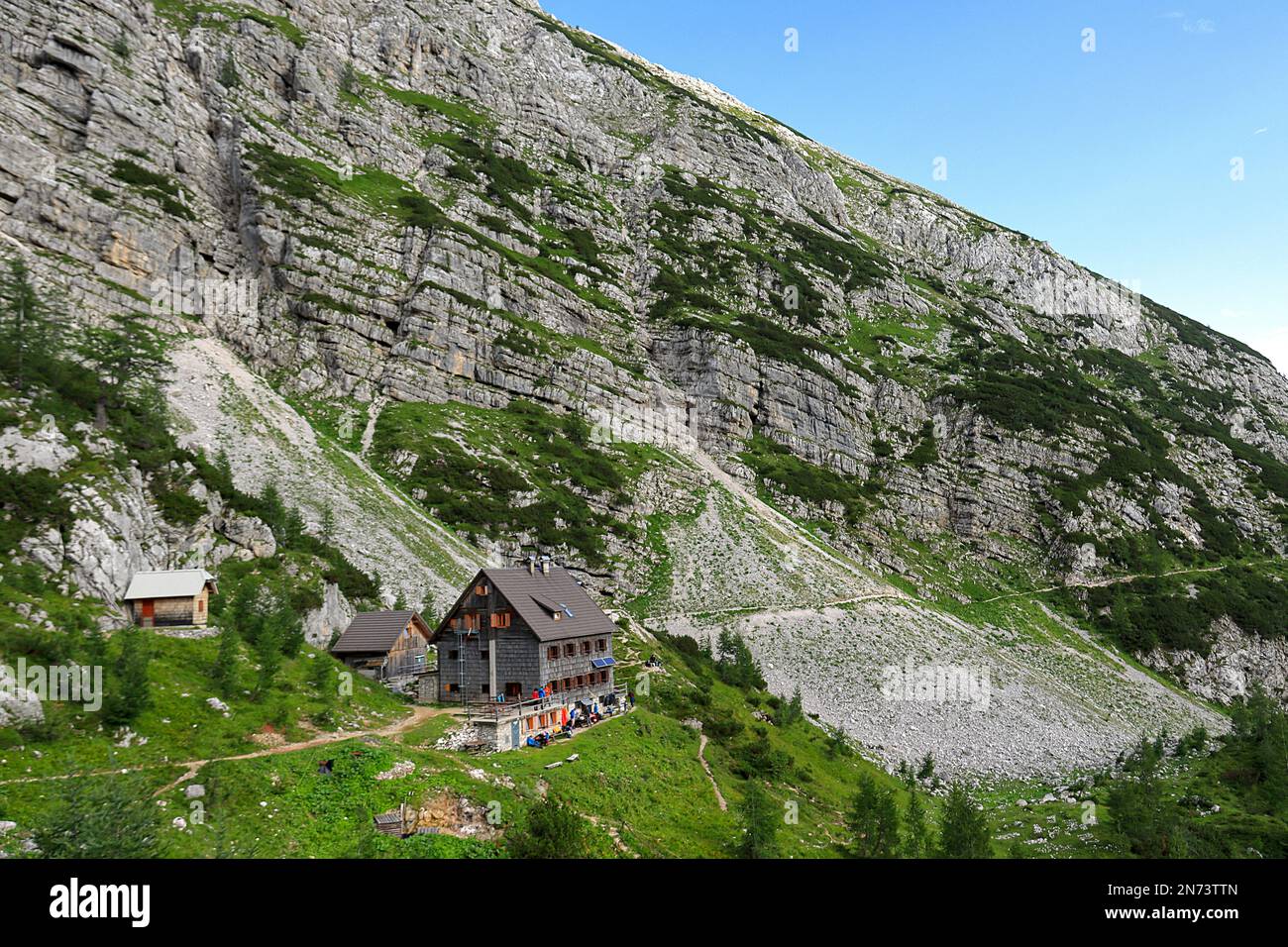 The Vodnikov dom shelter in Triglav National Park Slovenia Stock Photo ...