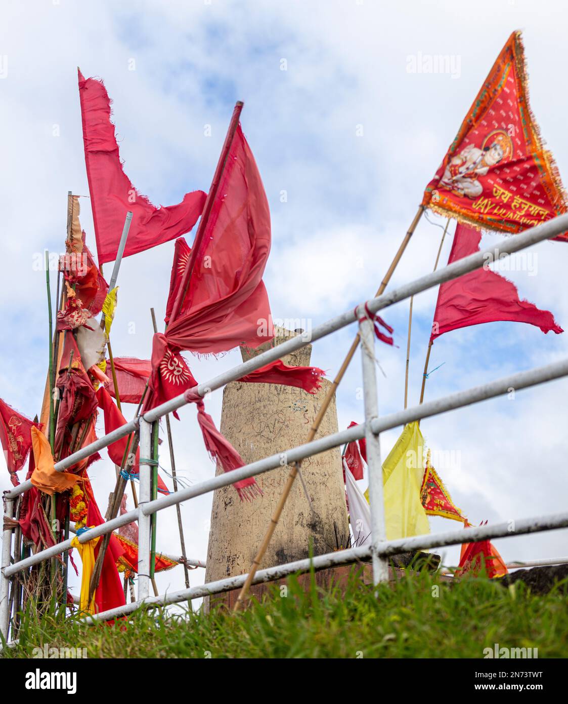 Flags at the Hindu Temple Stock Photo - Alamy