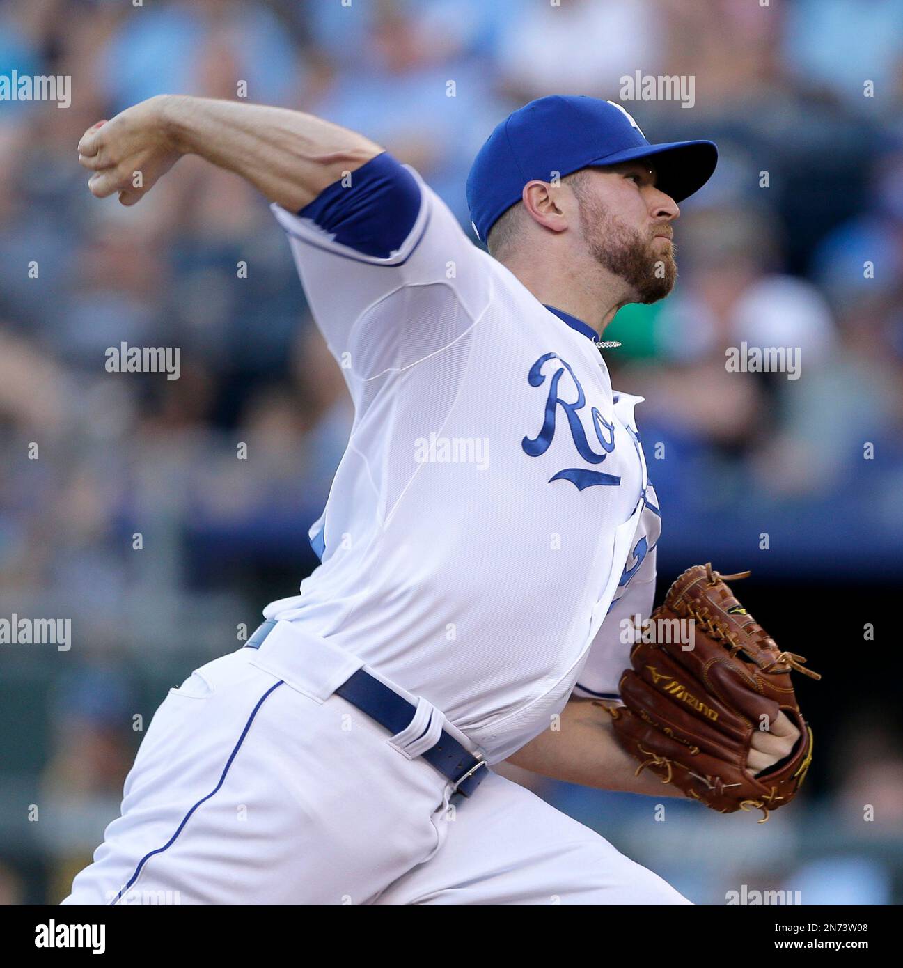 Kansas City Royals starting pitcher Wade Davis throws during the first ...