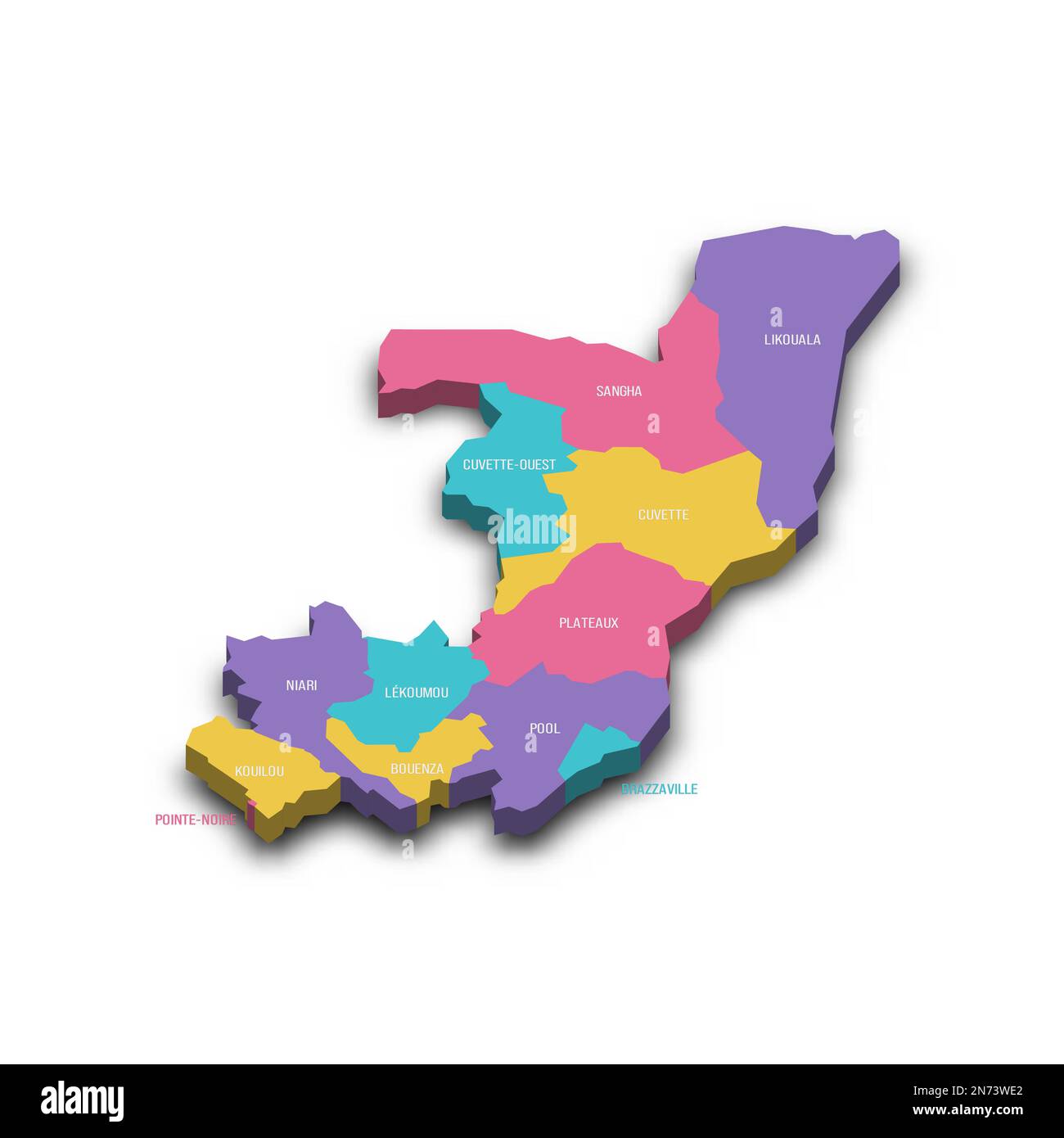 Republic of the Congo political map of administrative divisions ...