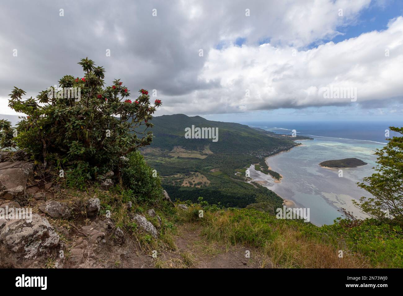 The view from mauritius famous mountain le morne brabant mountain hi ...