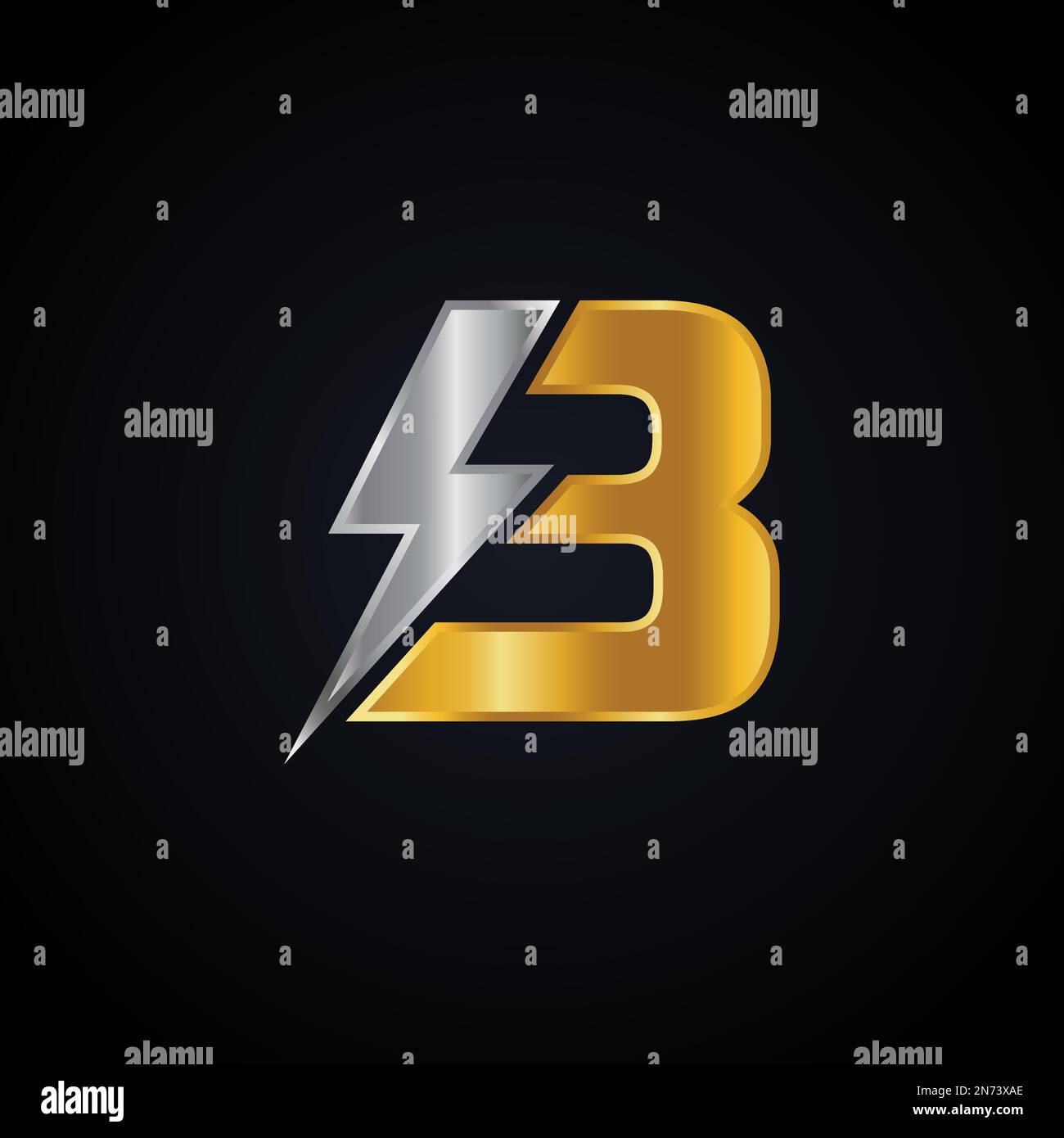 B Letter Logo With Lightning Thunder Bolt Vector Design. Electric Bolt ...