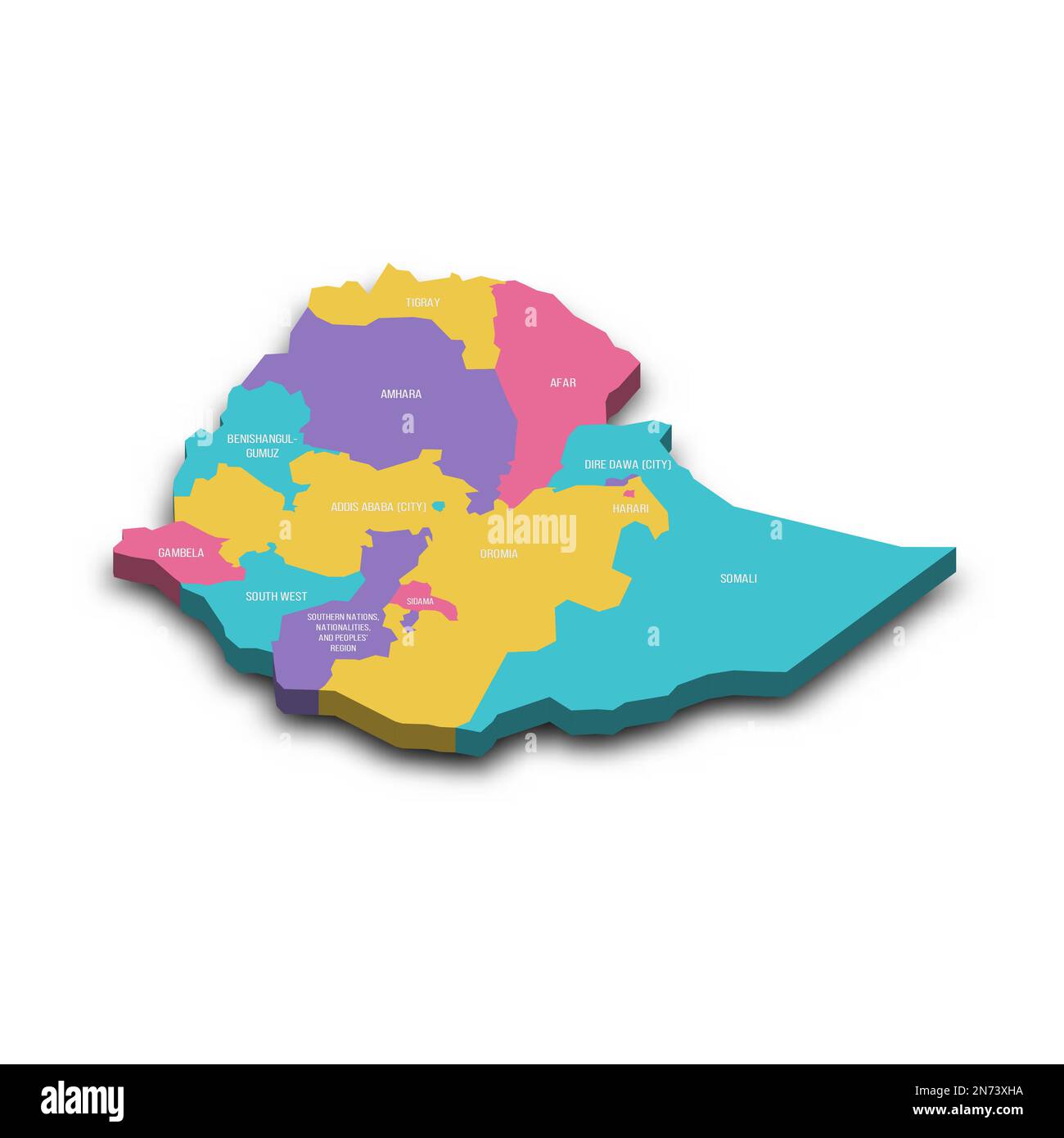Ethiopia political map of administrative divisions - regions and ...