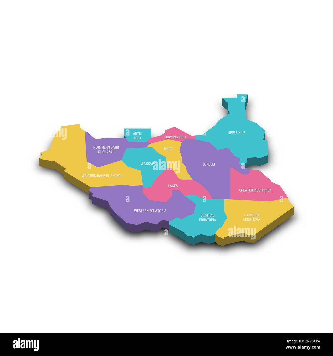South Sudan political map of administrative divisions - states ...
