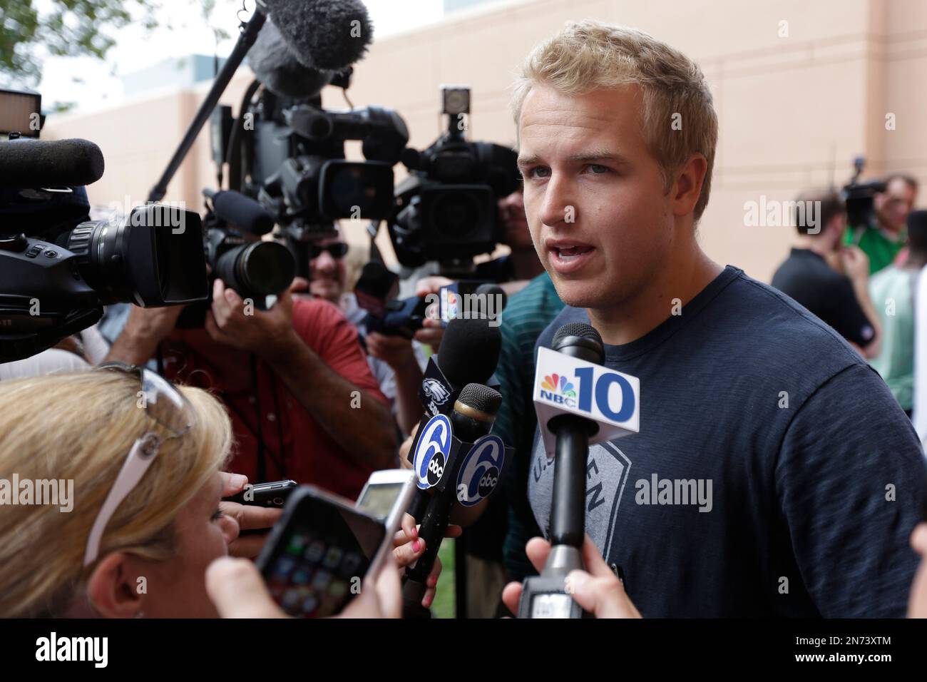 Philadelphia Eagles quarterback Matt Barkley speaks with members of the ...