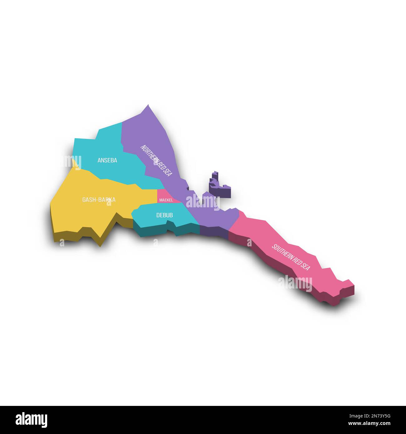 Eritrea political map of administrative divisions - regions. Colorful ...