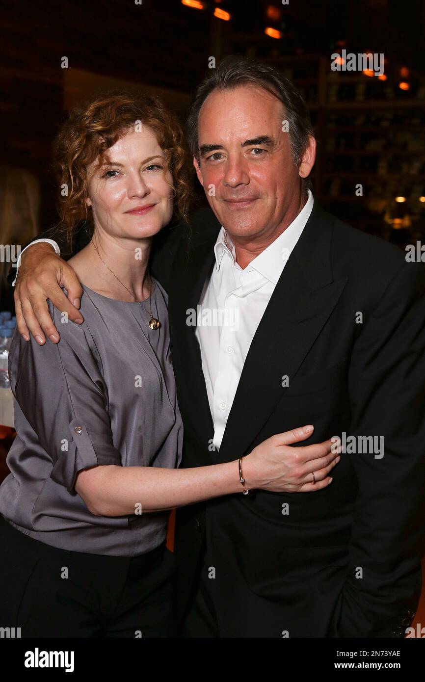 From left, actress Rebecca Wisocky and cast member Tom Irwin pose during the party for the ...