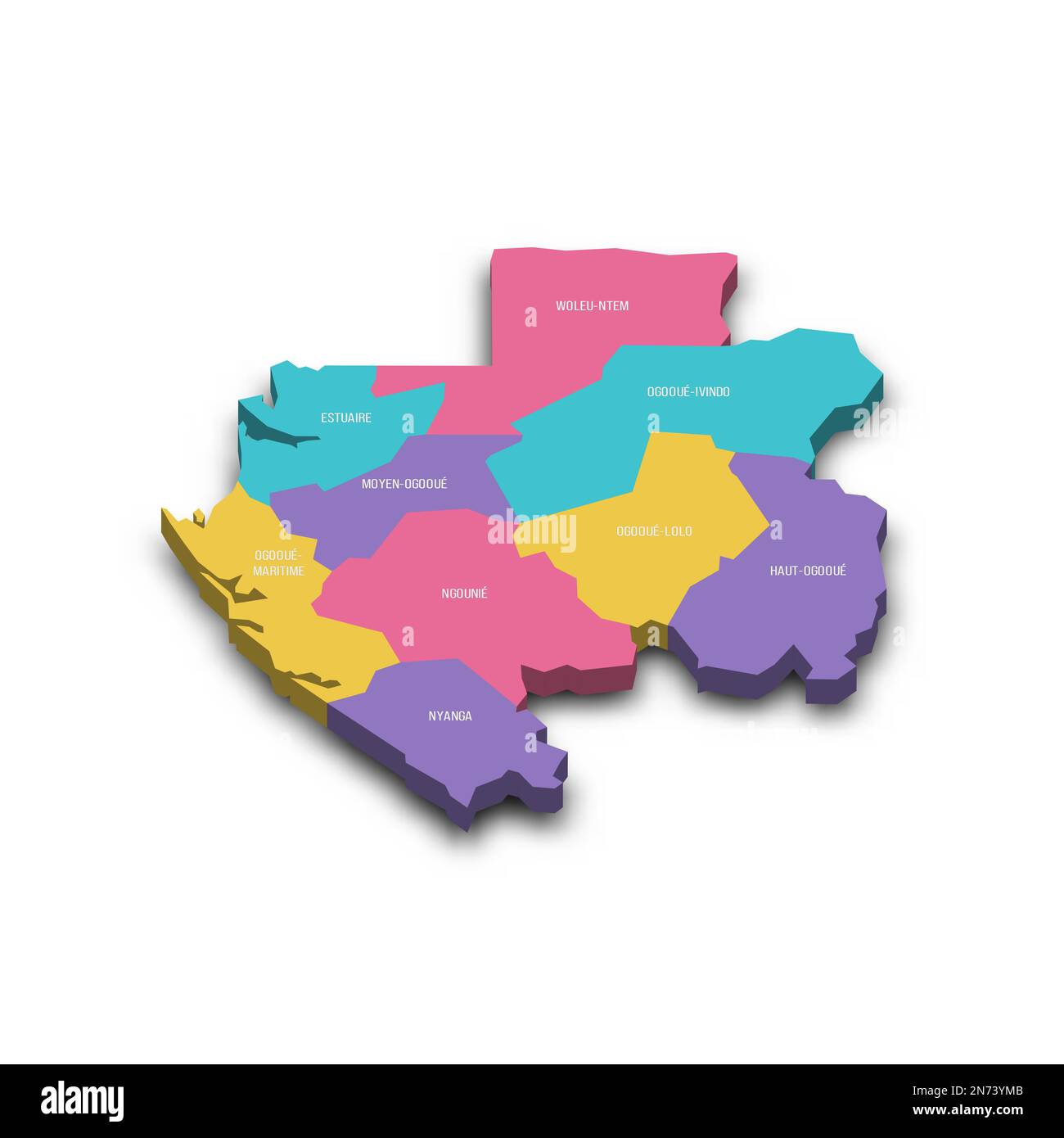 Gabon political map of administrative divisions - provinces. Colorful ...
