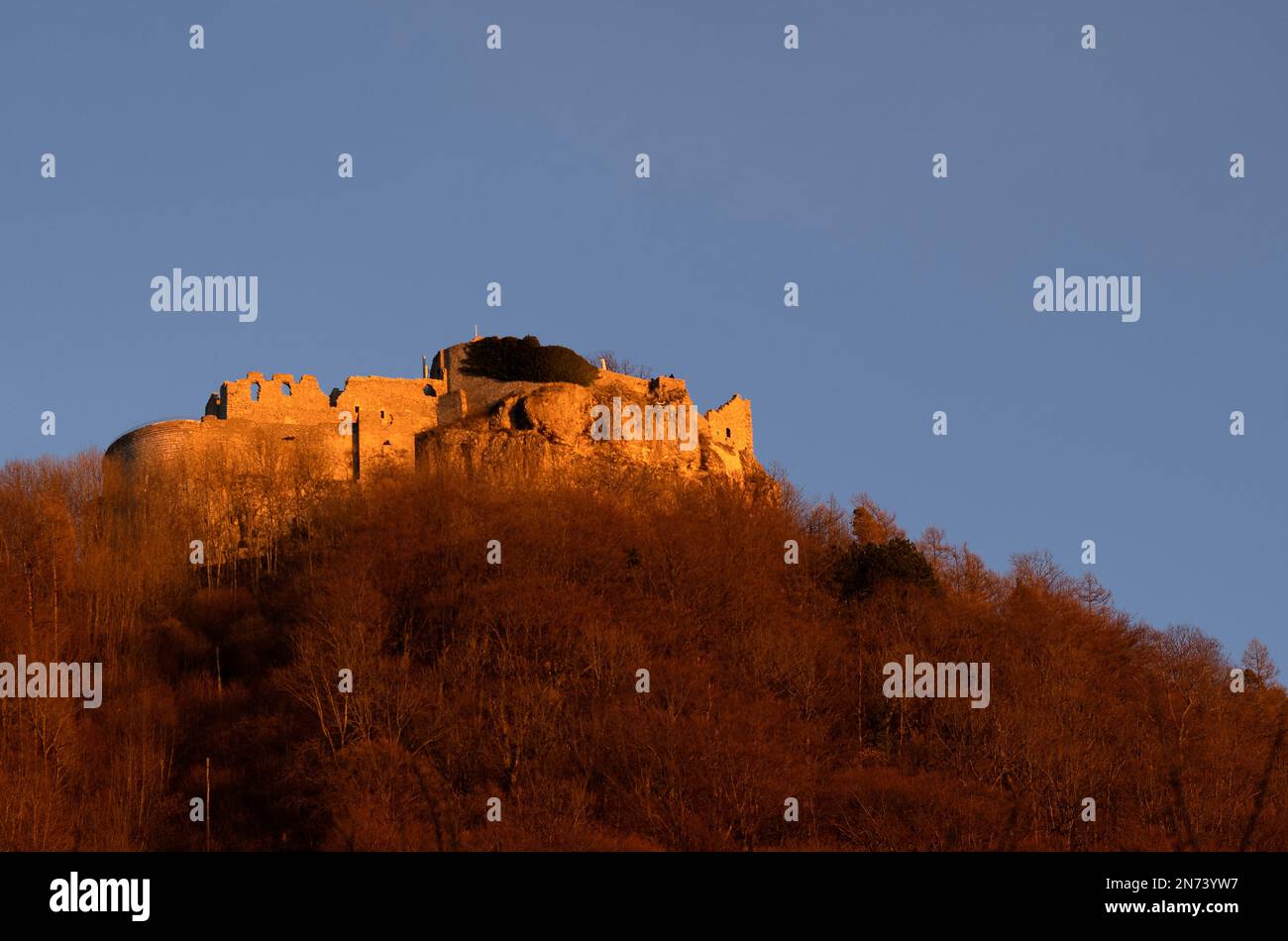 Hohenneuffen Castle, Hohen Neuffen, Abendrot, Neuffen, Baden ...
