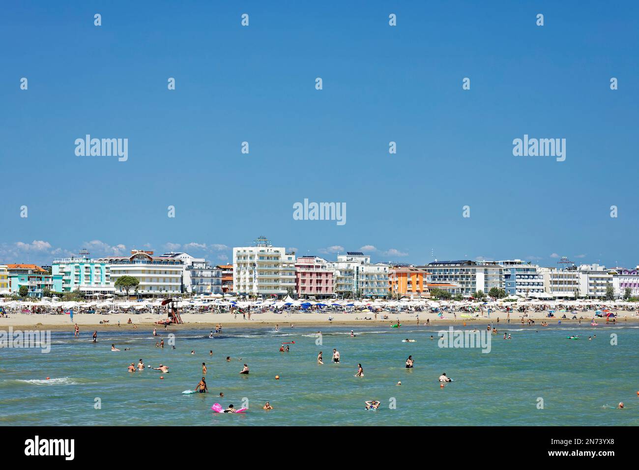 A sailboat on the Mediterranean Sea near the coastal town of Caorle in ...
