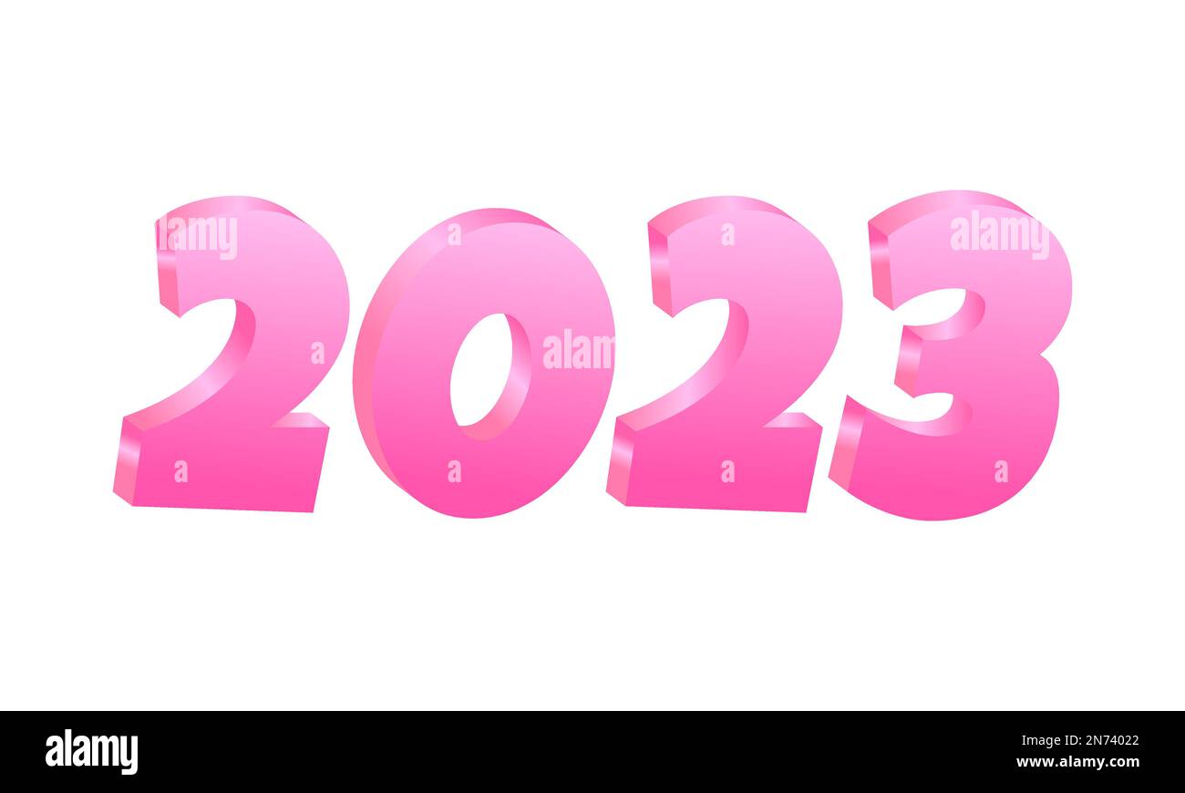 Pink 2023 with 3D hanging number. Greeting concept for 2023 new year ...