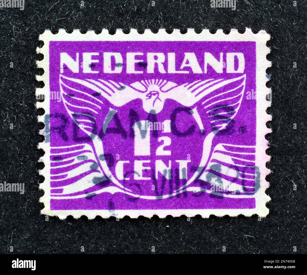 Cancelled postage stamp printed by Netherlands, that shows Numeral ...