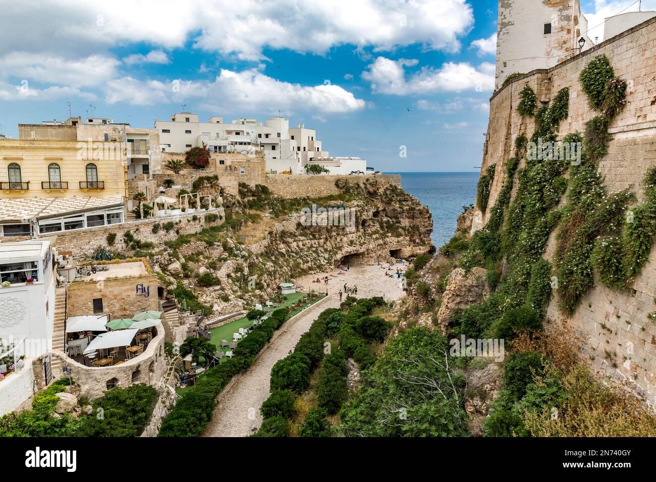 View from Ponte Borbonico on Lama Monachile, small pebble beach between ...