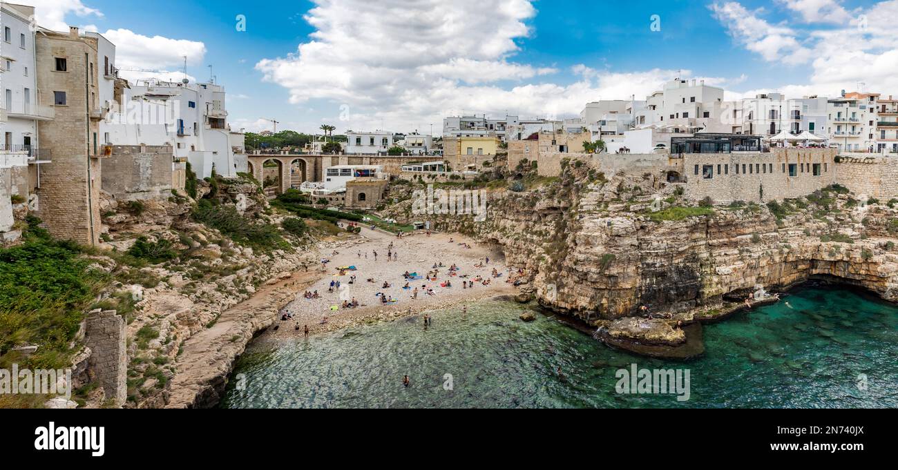 Lama Monachile, panorama, small pebble beach between the cliffs, Ponte ...