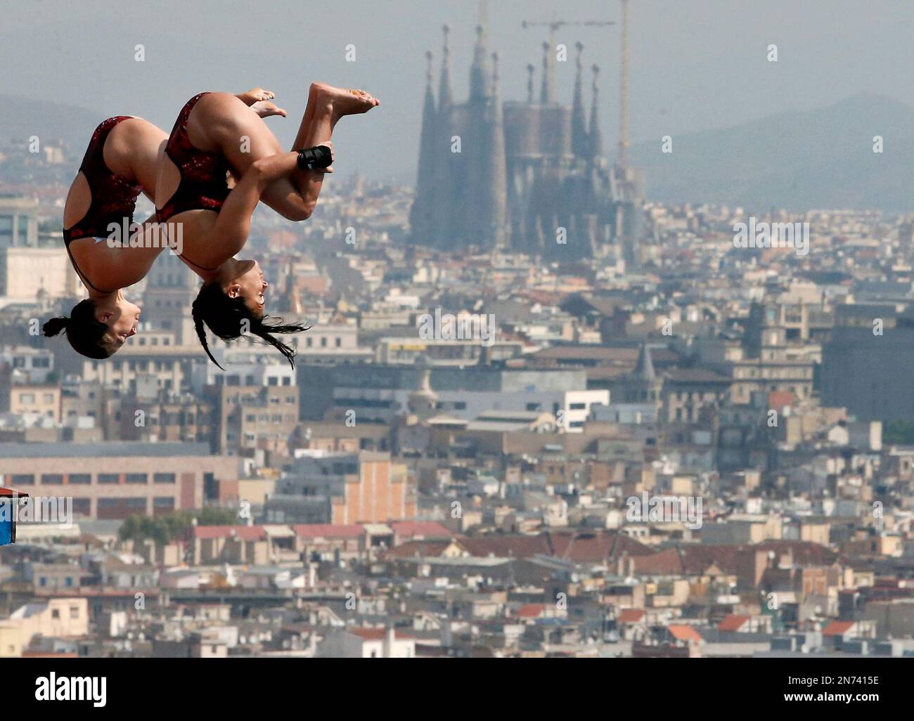 Meaghan Benfeito and Roseline Filion from Canada perform during the ...