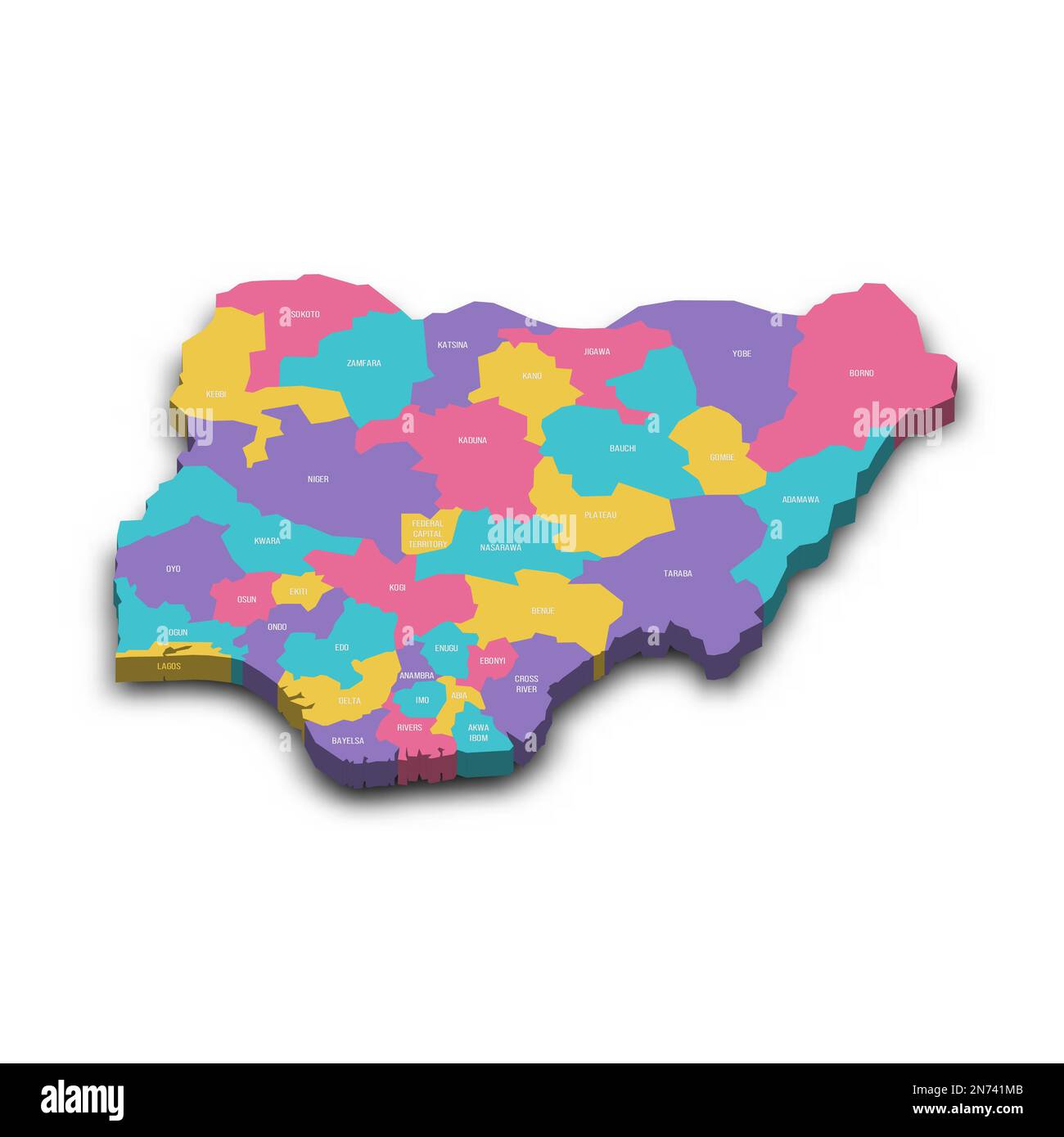 Nigeria political map of administrative divisions - states and federal ...