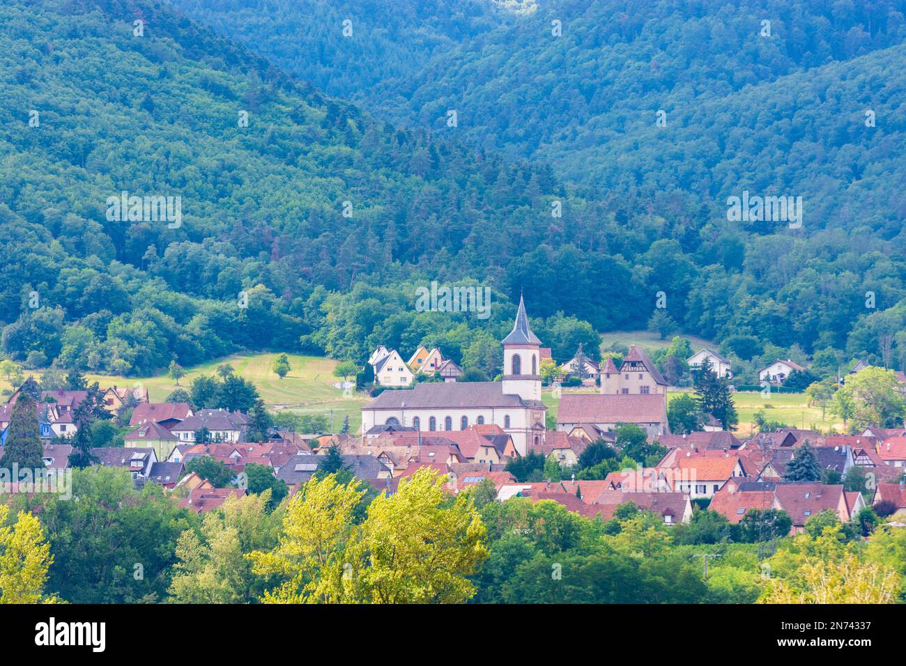 Walbach, church and castle Walbach in Alsace (Elsass), Haut-Rhin ... Walbach, church and castle Walbach in Alsace (Elsass), Haut-Rhin ...